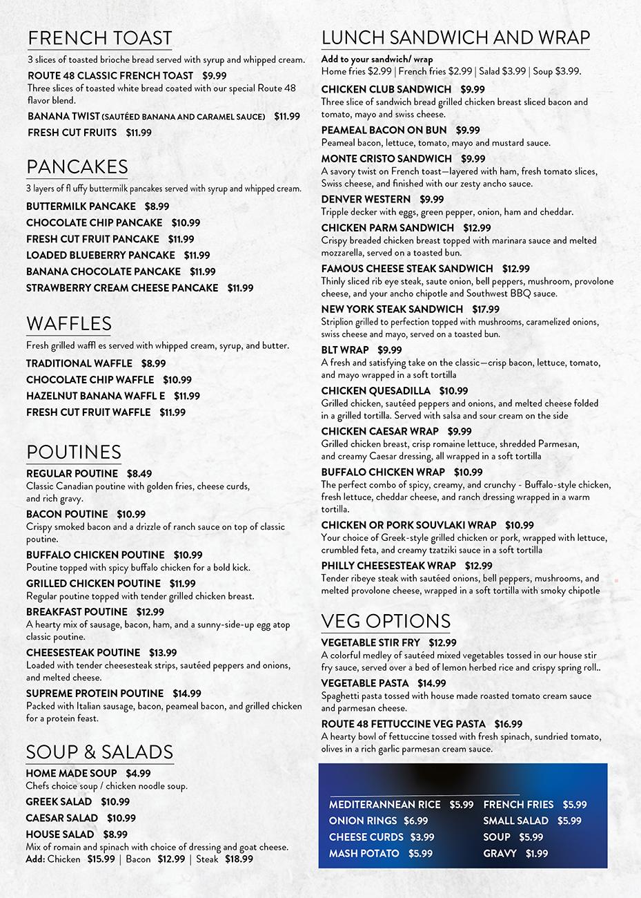 All-Day Breakfast Menu | Route 48 Baldwin Restaurant